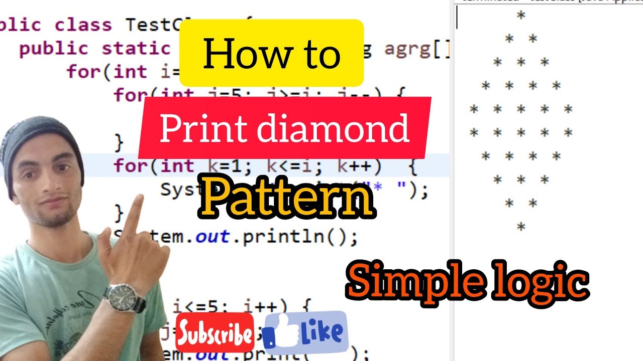 How To Print Diamond Pattern In Java Youtube
