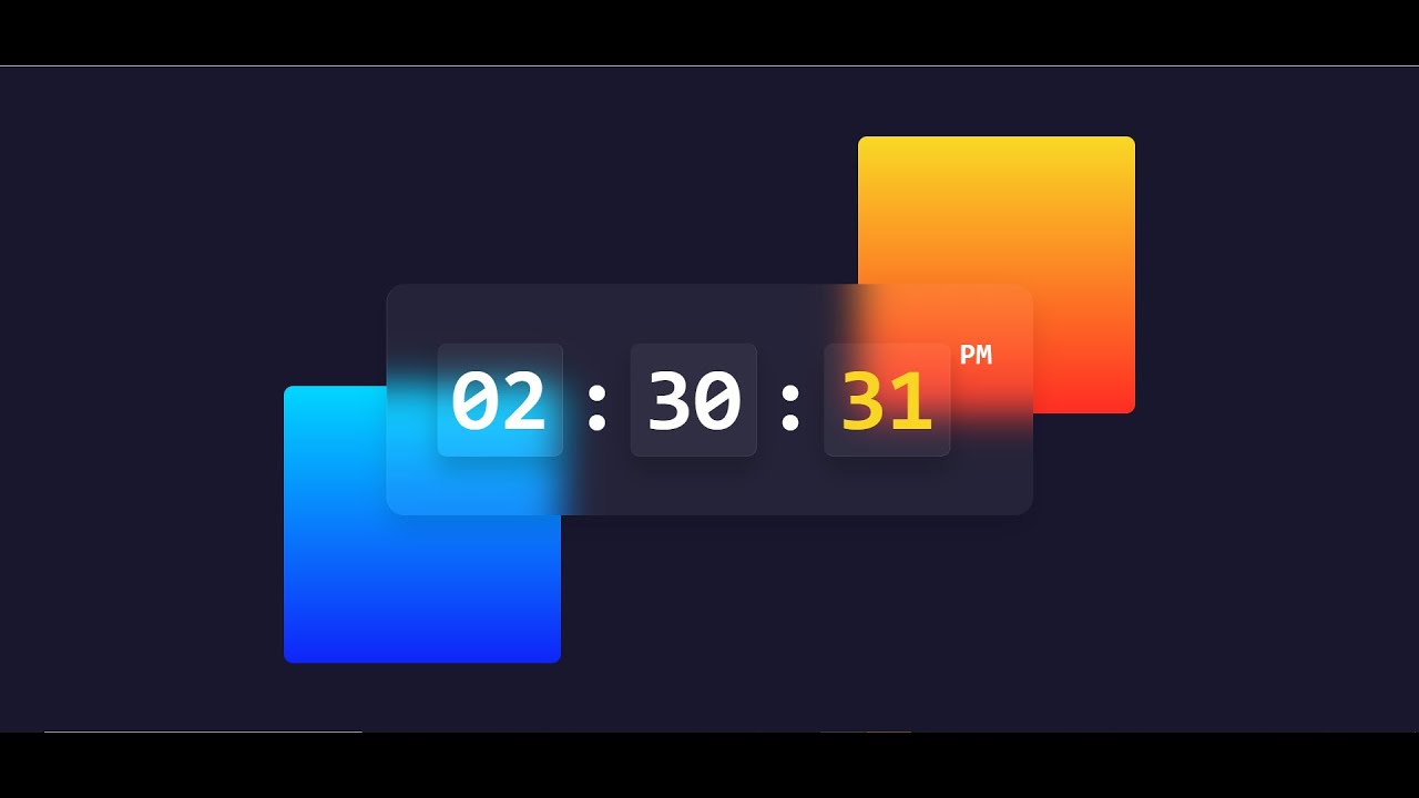 Glassmorphism Digital Clock Ui Desgin Html Css Tutorial Html Css