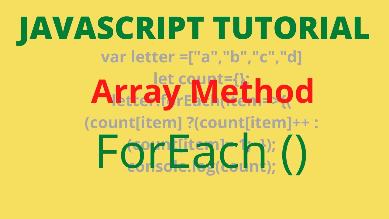 Foreach Array Method In Javascript Javascript Foreach Youtube