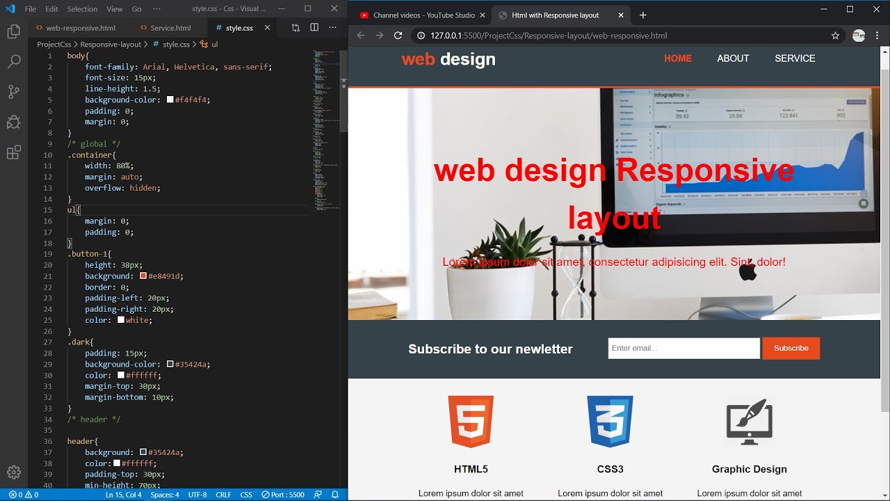 Create An Html5 Css3 Web Page With A Responsive Layout Youtube