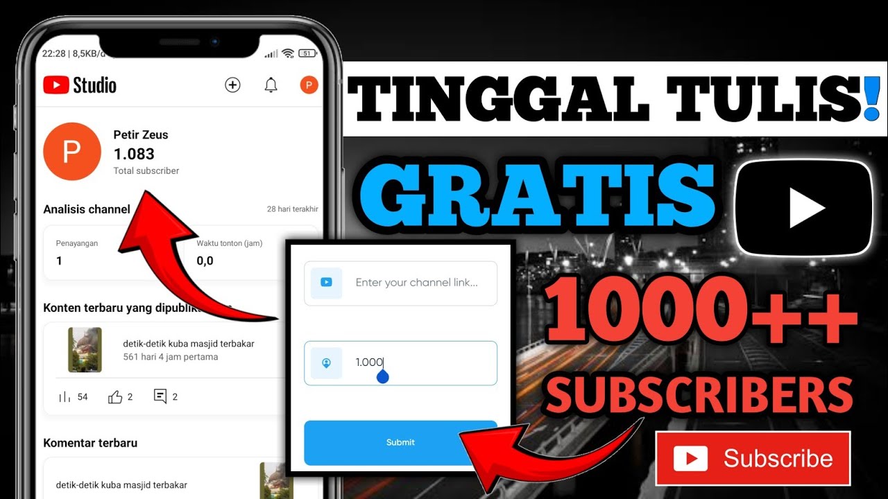 1 Hari 1000 Subscribers Cara Menambah Subscribers Youtube Gratis