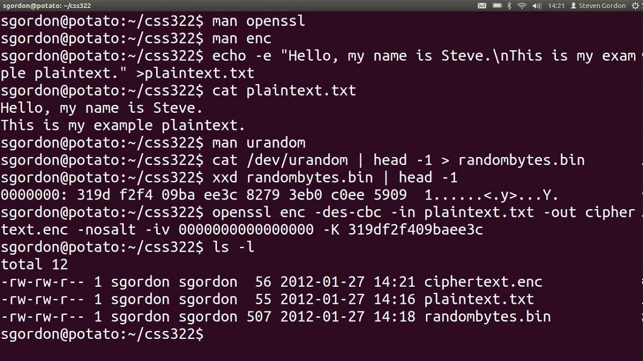 Des Encryption Using Openssl Youtube