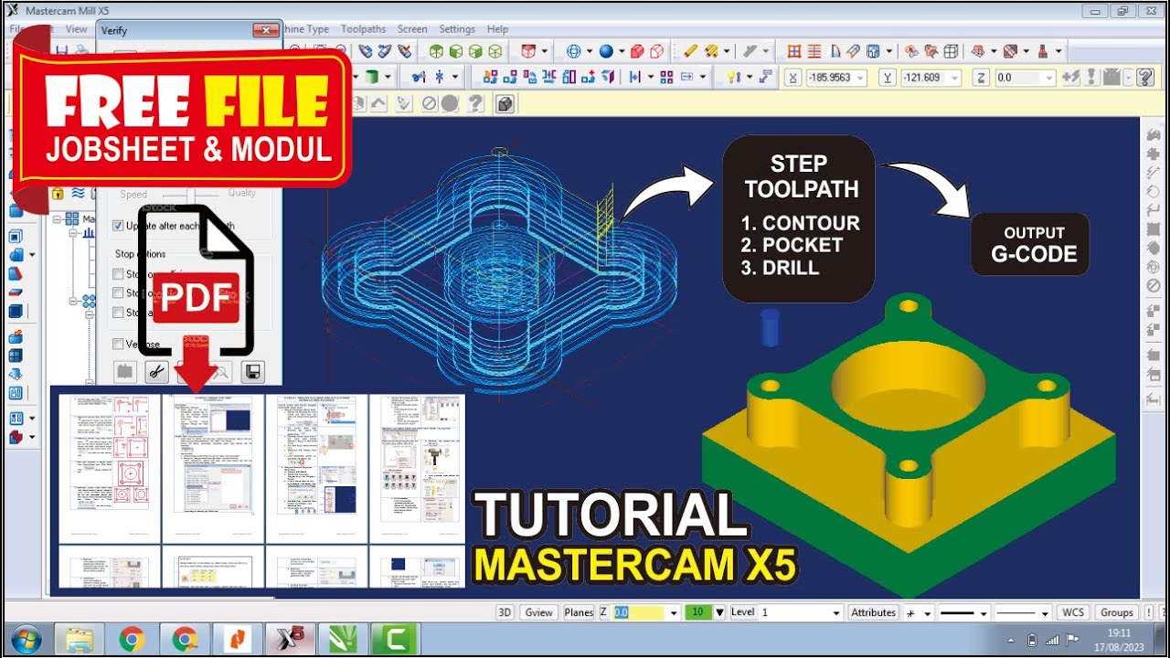 Tutorial Mastercam X5 Toolpath Contour Pocket Drill And G Code