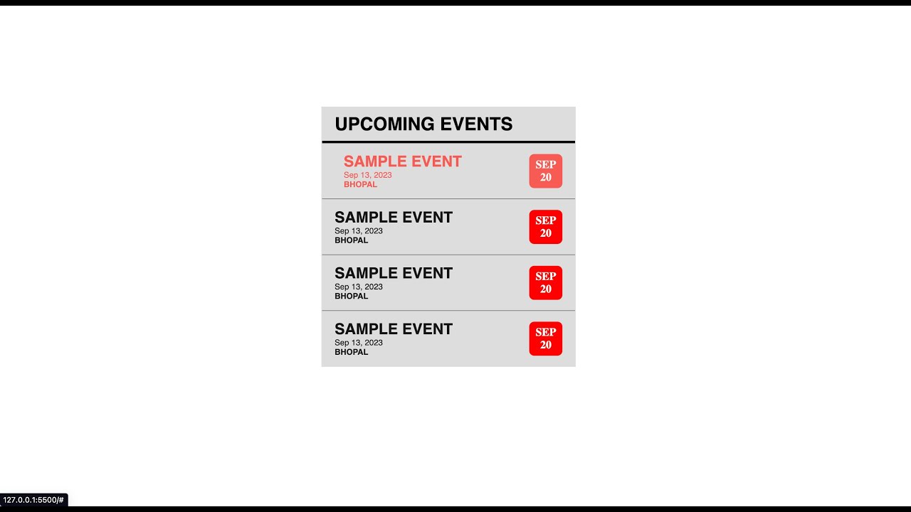 Create Upcoming Event Calendar Page Using Html Css Js Html Css Js