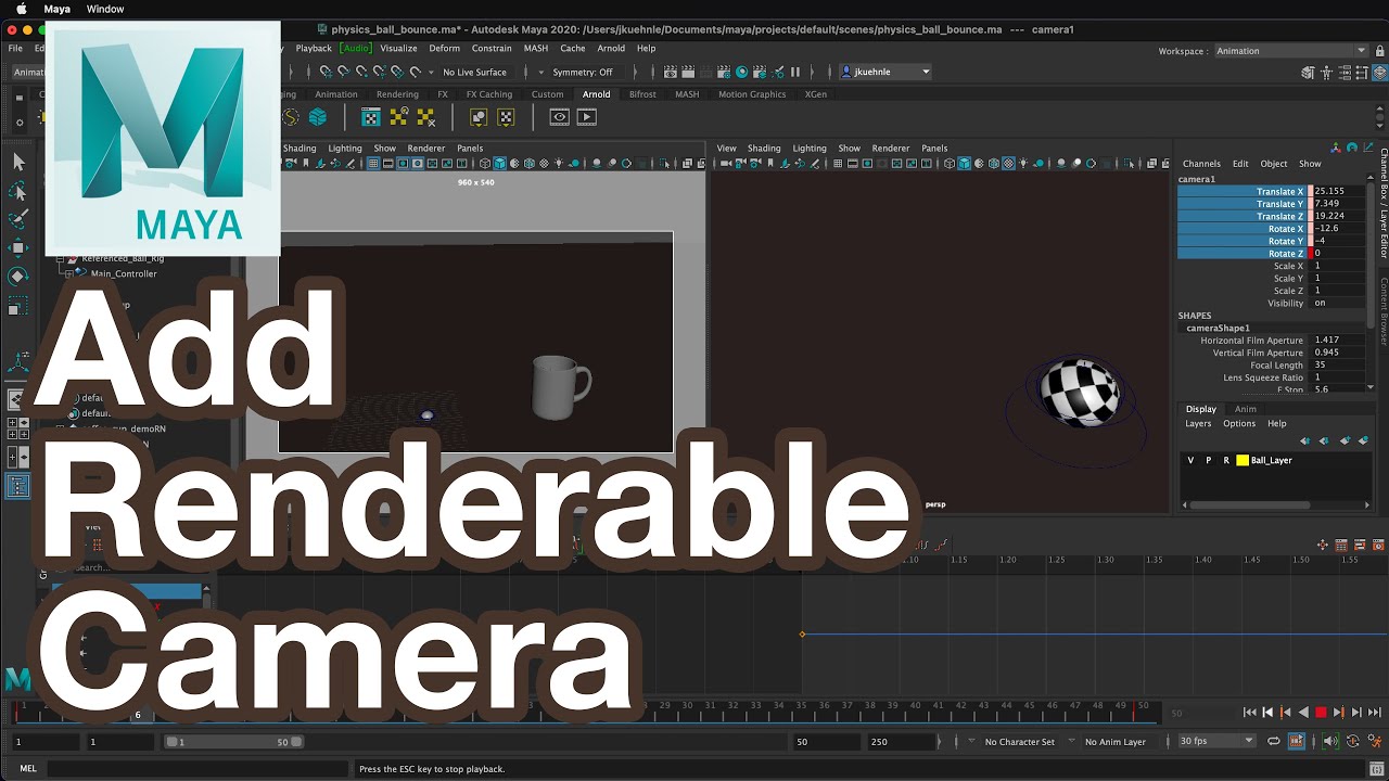 Add Camera To Maya Scene Tutorial Youtube