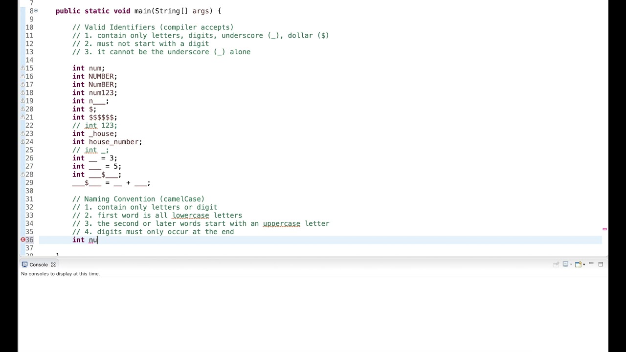 Java Tutorial Naming Convention Camelcase Youtube