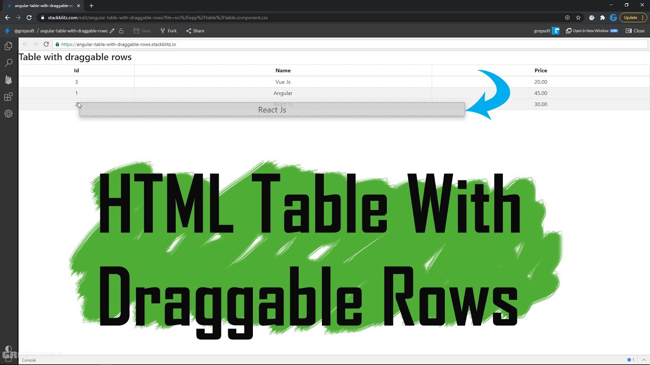 Html Table With Draggable Rows Angular Youtube