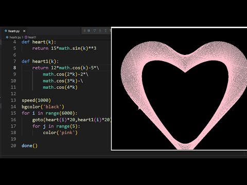 How To Make A Beautiful Heart Using Python Code Python Heart Code
