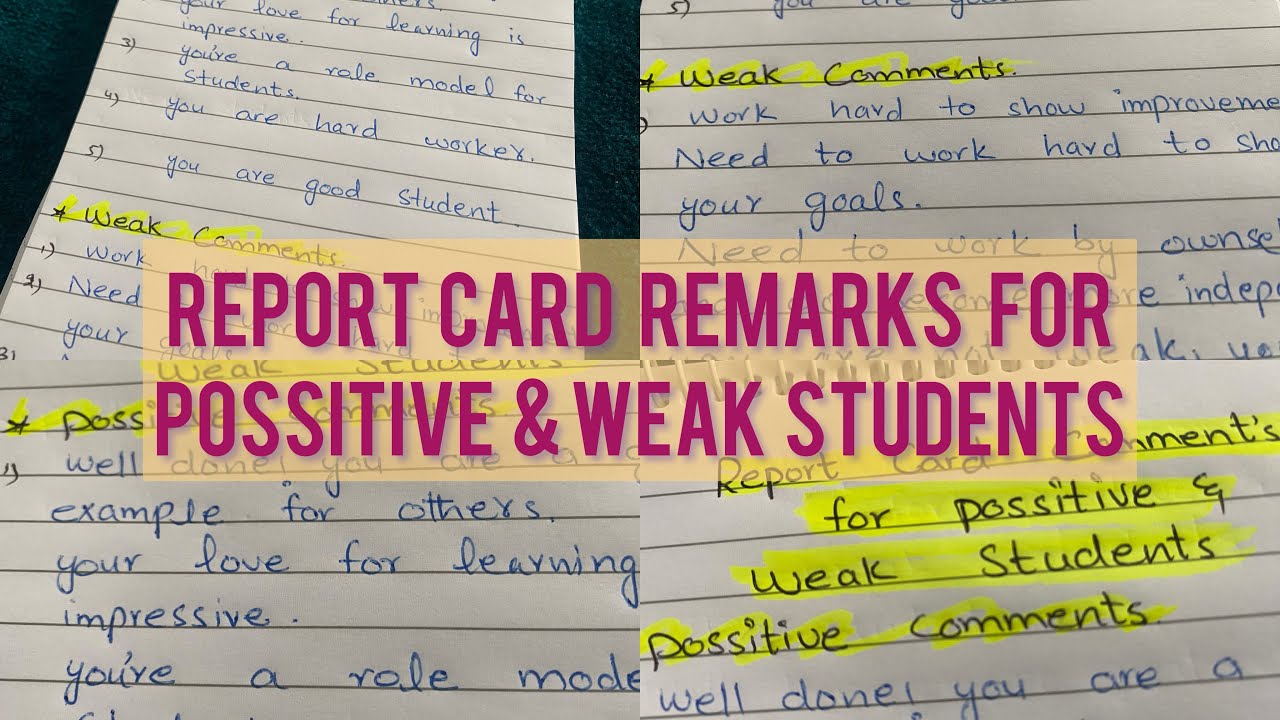 Teachers Remarks In Report Cards Weak Students At Frank Hudson Blog