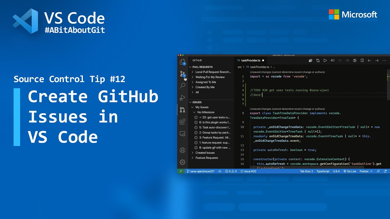 Source Control Tip 12 Create Github Issues In Vs Code Youtube