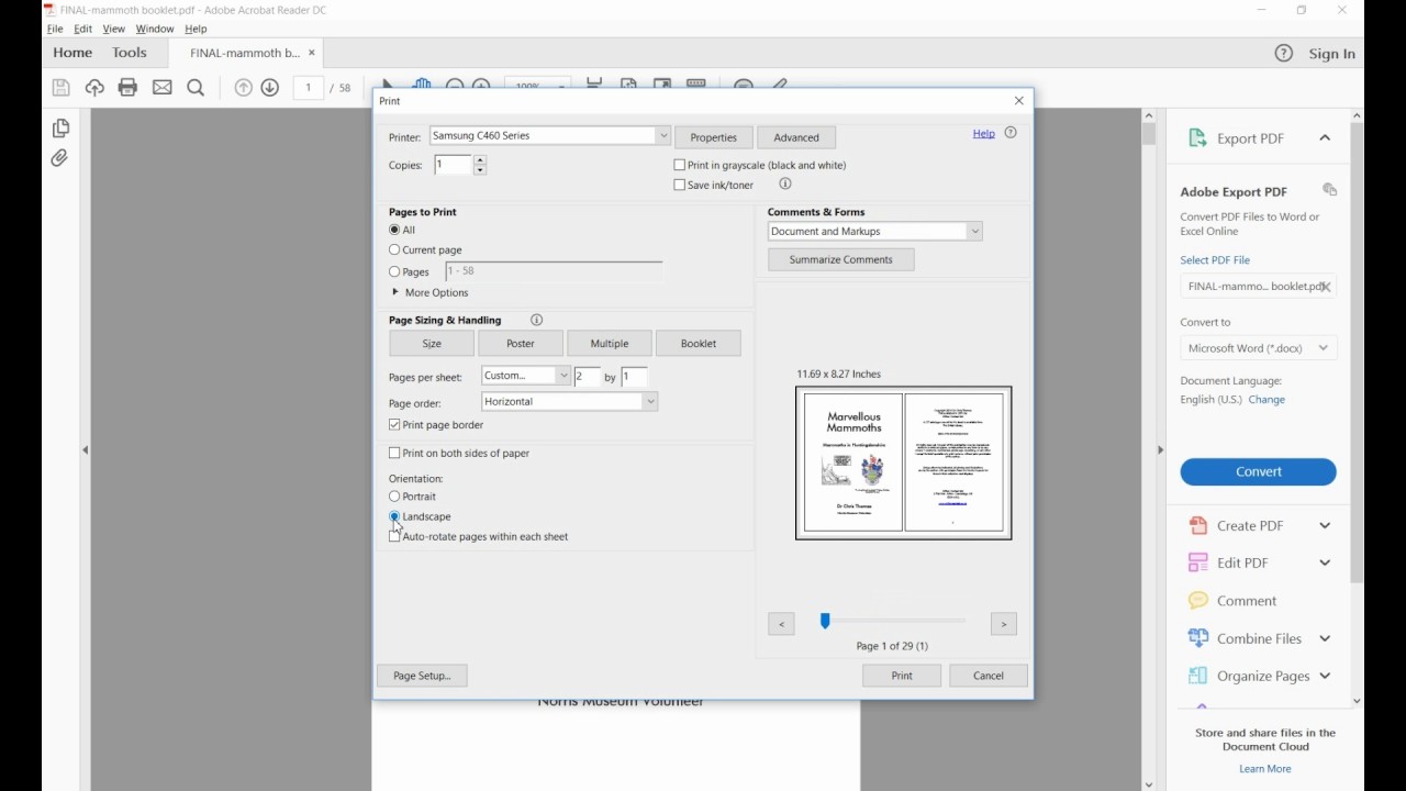 Printing Two Pages Per Page In Adobe Acrobat Reader 01 Youtube