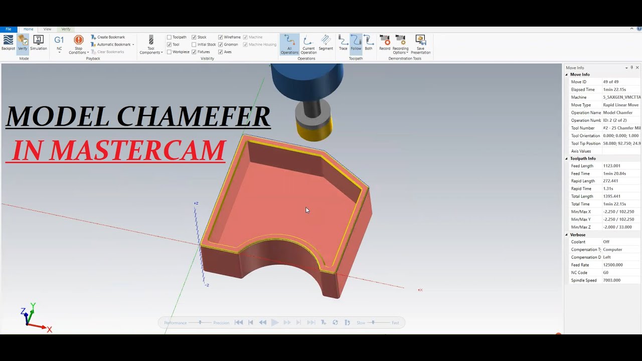 Model Chamfer In Mastercam 2d Toolpath Youtube