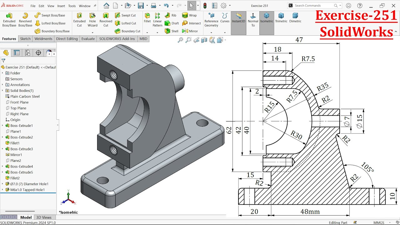 Solidworks Tutorial For Beginners Exercise 251 Youtube