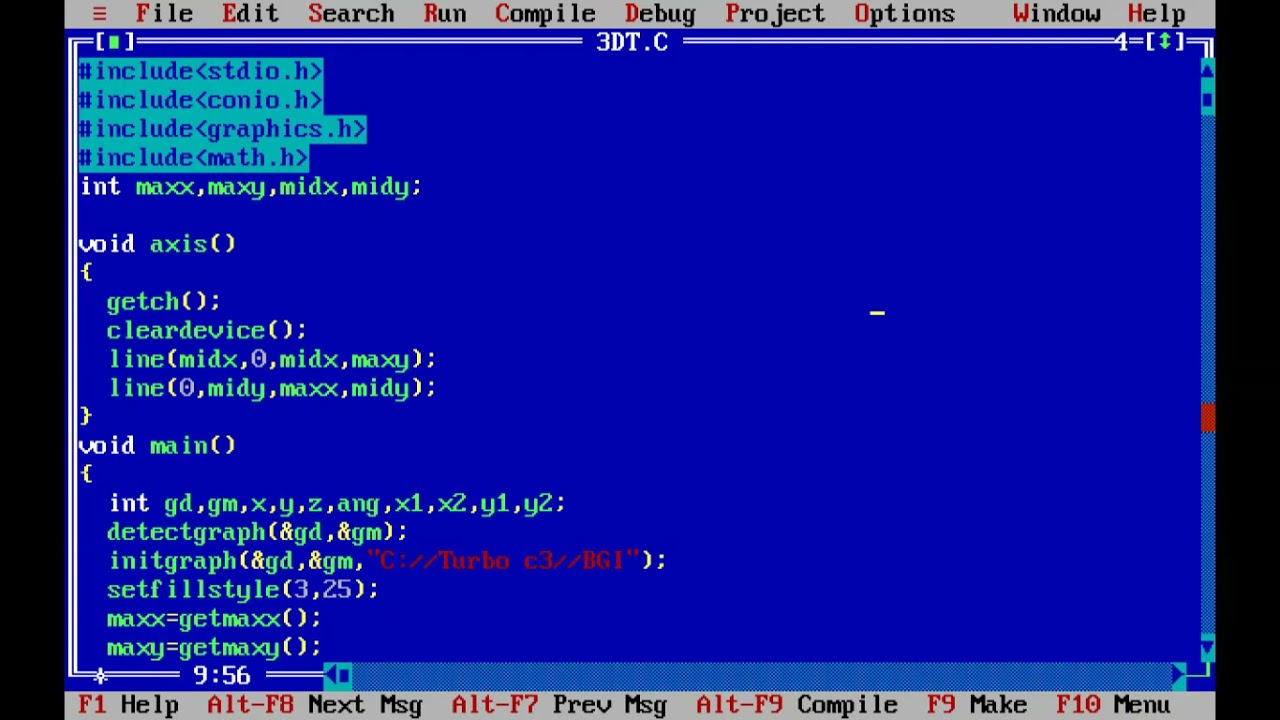 C Program To Implement 3d Transformation Computer Graphics Youtube