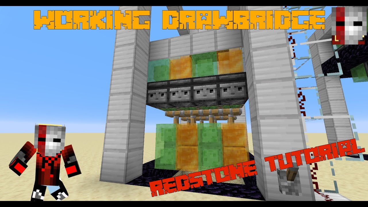 Minecraft Working Drawbridge Redstone Tutorial Youtube