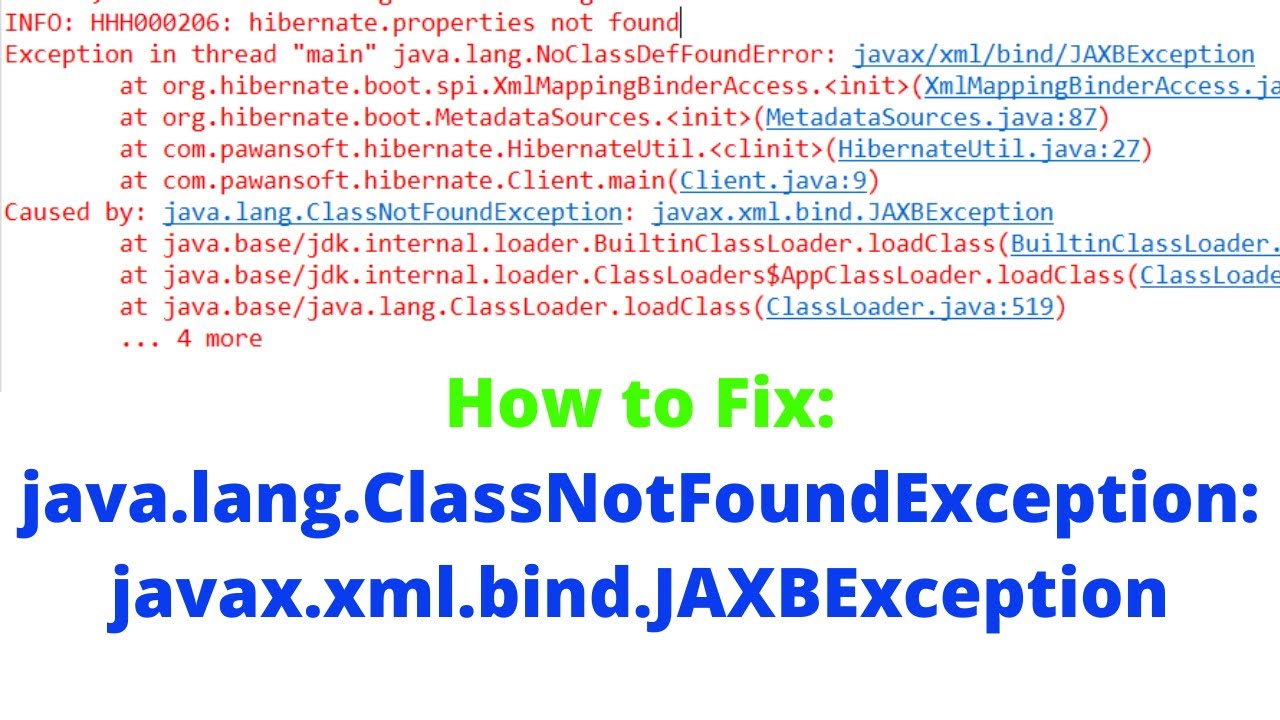How To Fix Java Lang Classnotfoundexception Javax Xml Bind