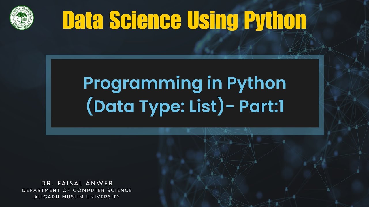 Programming In Python Data Type List Part 1 Youtube