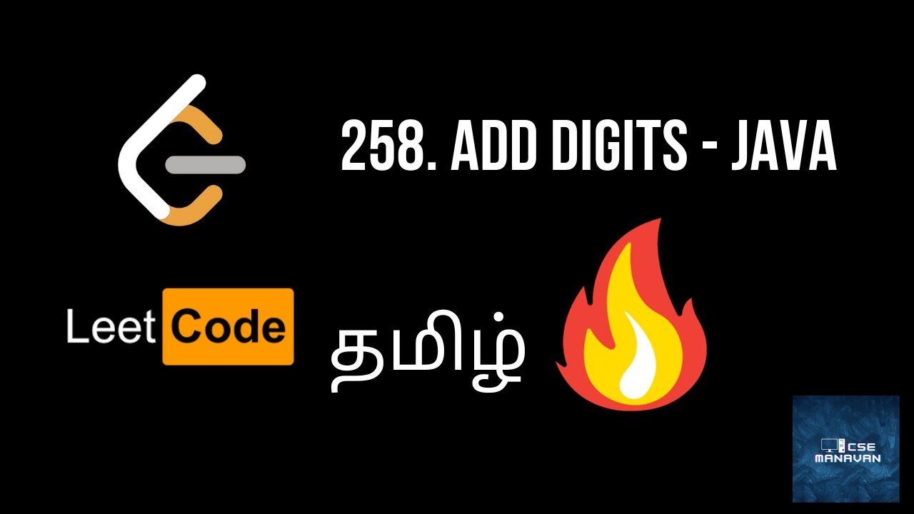 Leetcode 258 Add Digits Java Tamil Youtube