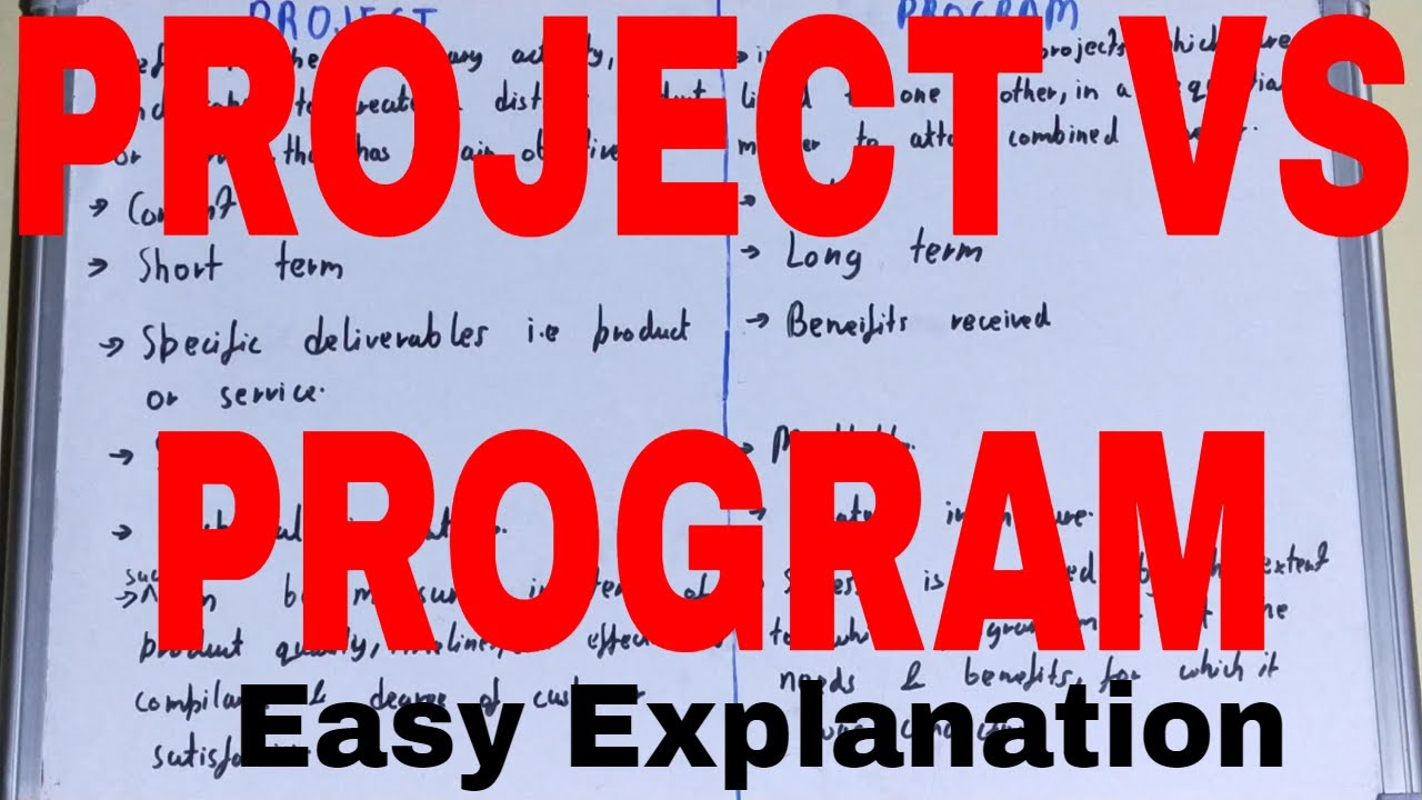 Project Vs Program Difference Between Project And Program Project And