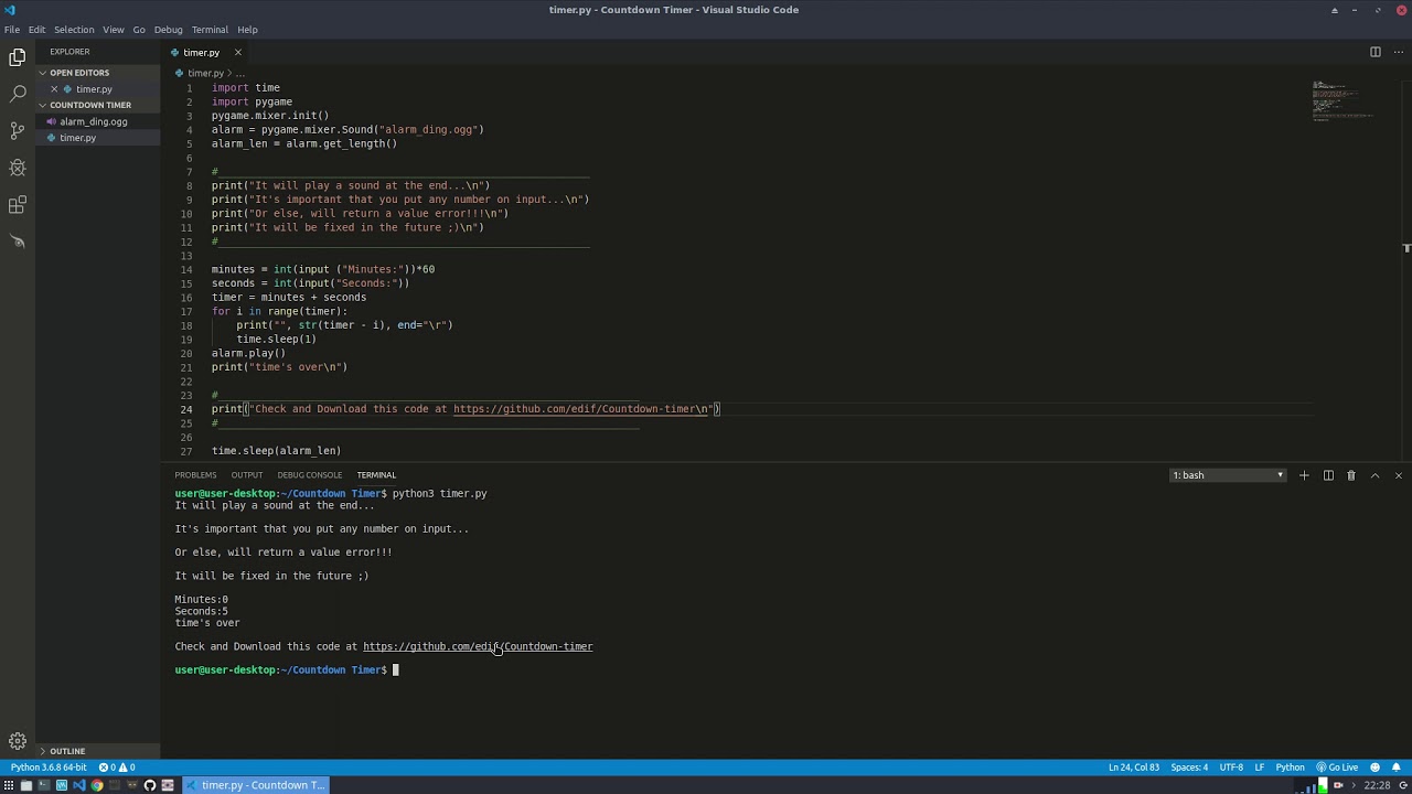 Python Countdown Timer Youtube