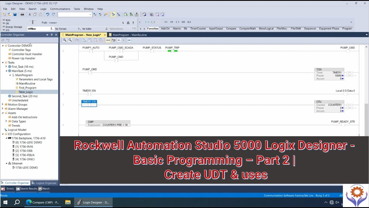 Studio 5000 Logix Designer Basic Programming Part 2 Create Udt