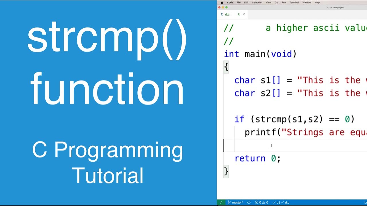 Strcmp Function C Programming Tutorial Youtube