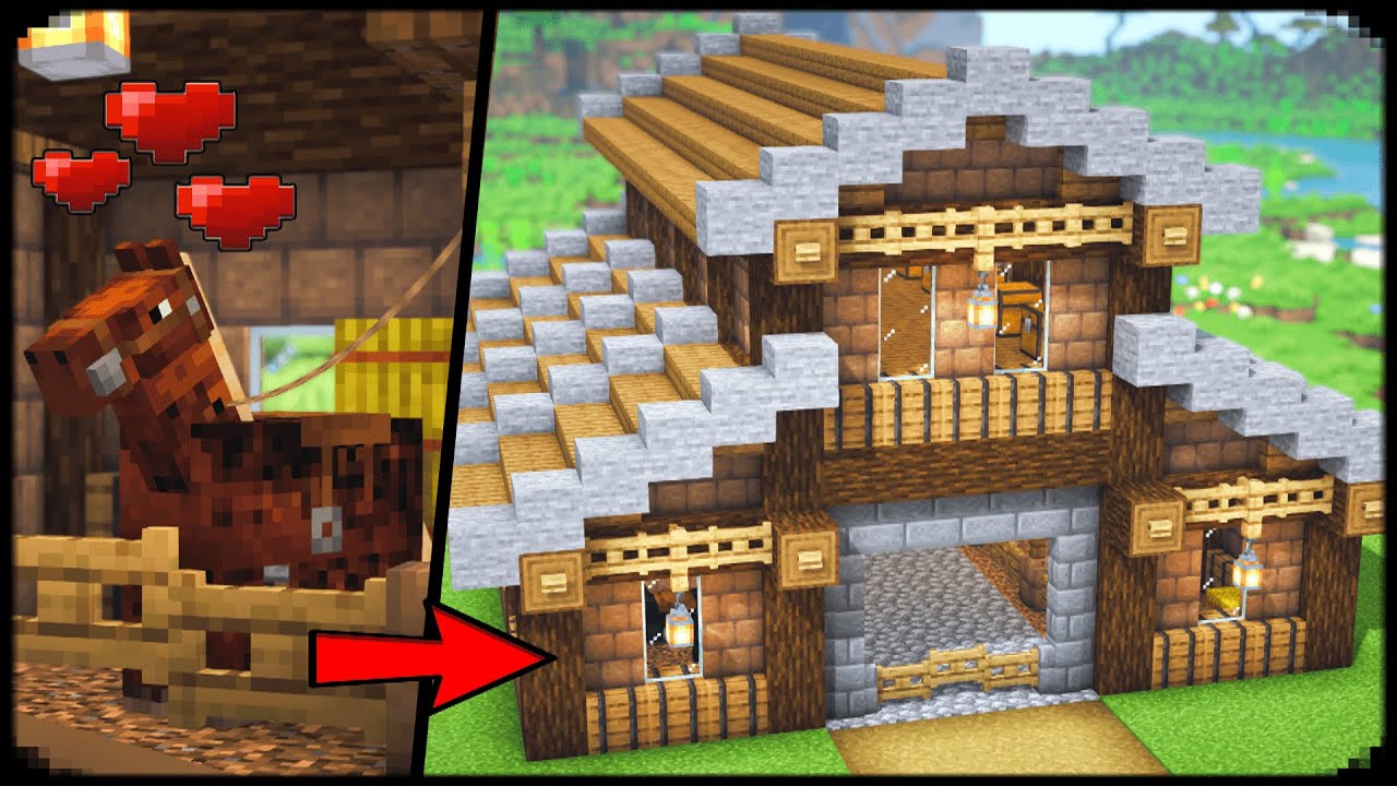 Minecraft Simple Stable Tutorial How To Build Horse Stable Youtube