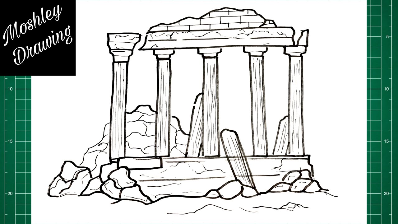 How To Draw An Ancient Roman Ruins Youtube