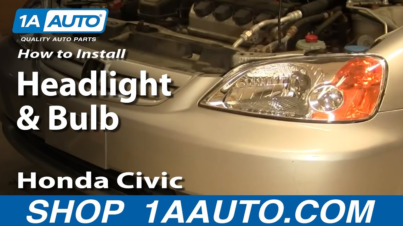 How To Replace Headlight 2001 03 Honda Civic 1a Auto