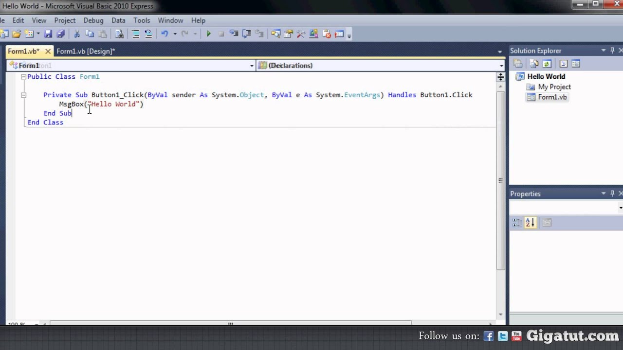 Vb Net Visual Basic Hello World Tutorial Youtube