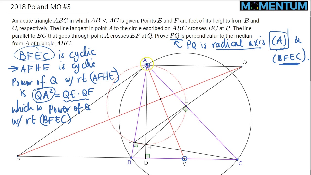 2018 Poland Math Olympiad Geometry Problem 5 Two Solutions Youtube