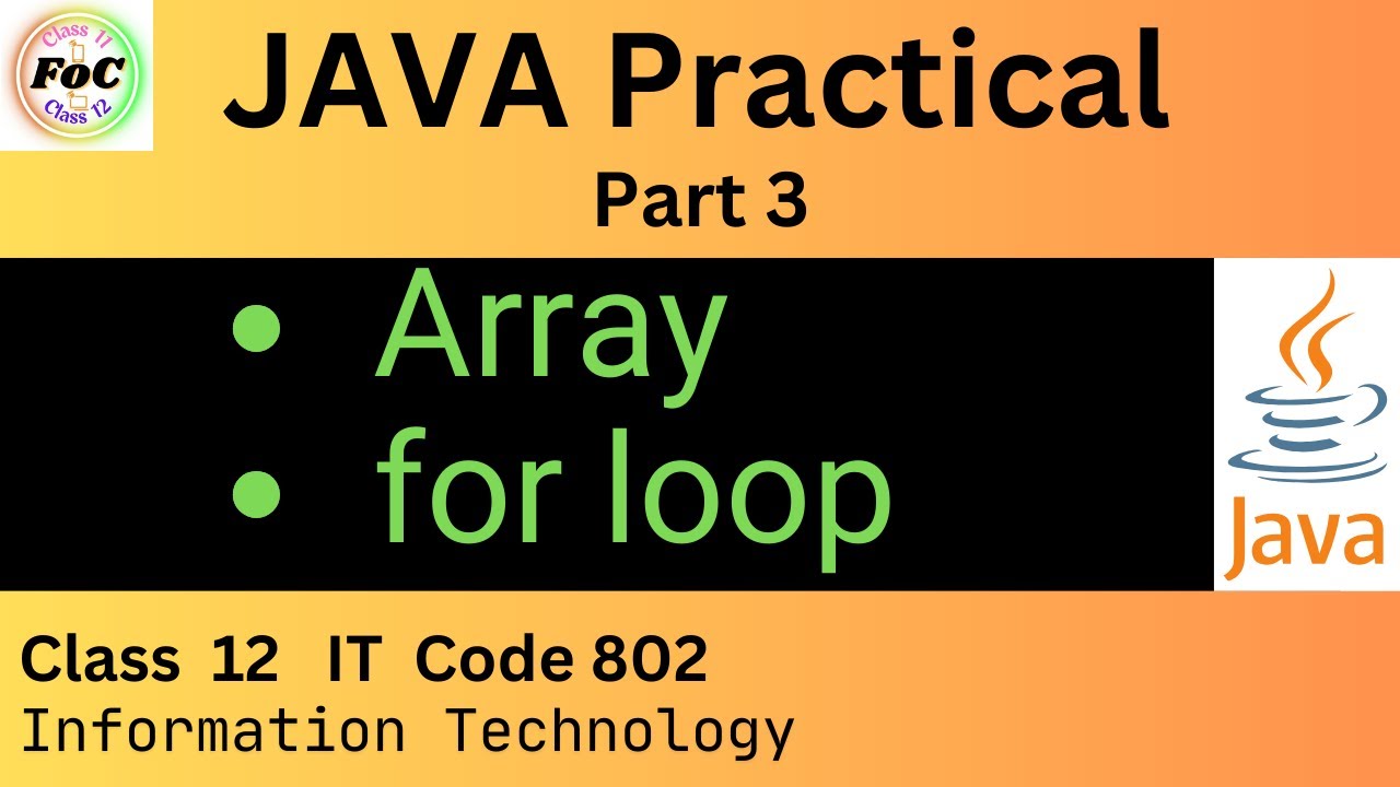 Array For Loop Java Programming Practical Class 12 Information