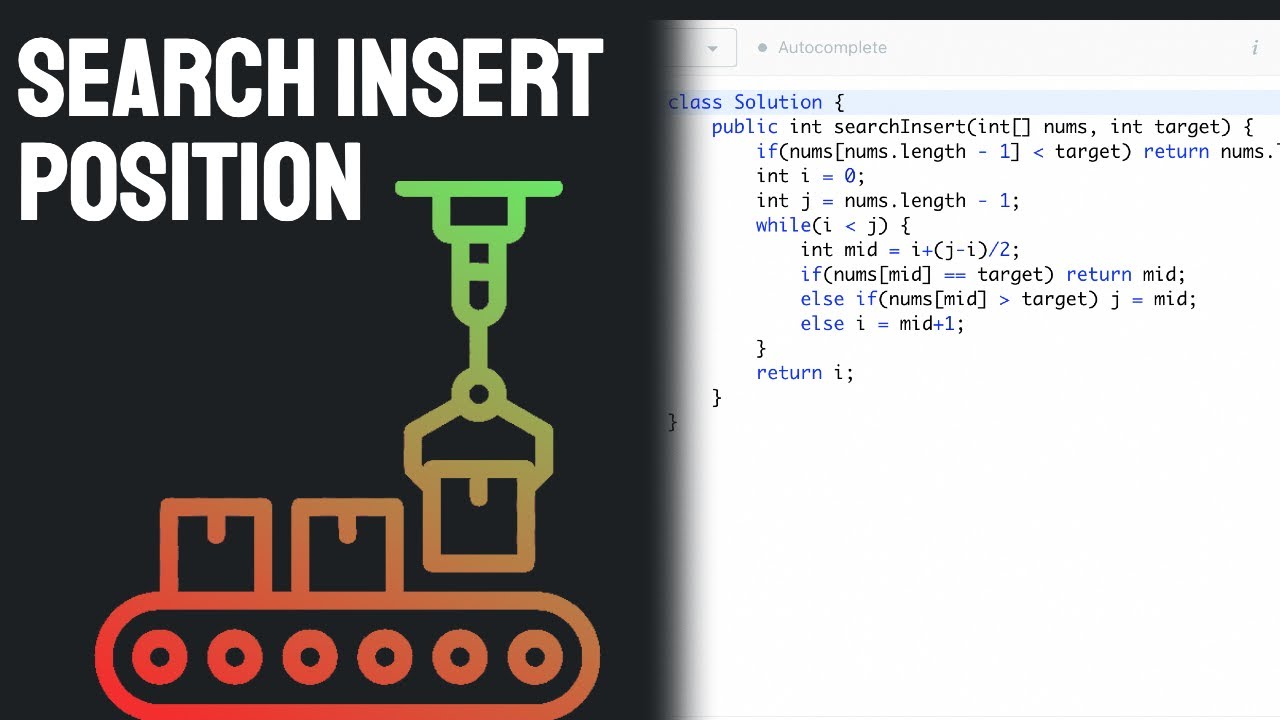 Leetcode 35 Search Insert Position Java Solution Youtube