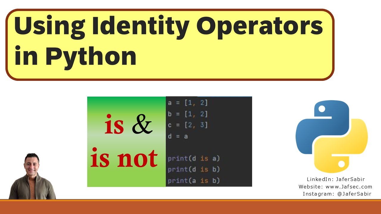 Identity Operator In Python And Use Cases Youtube