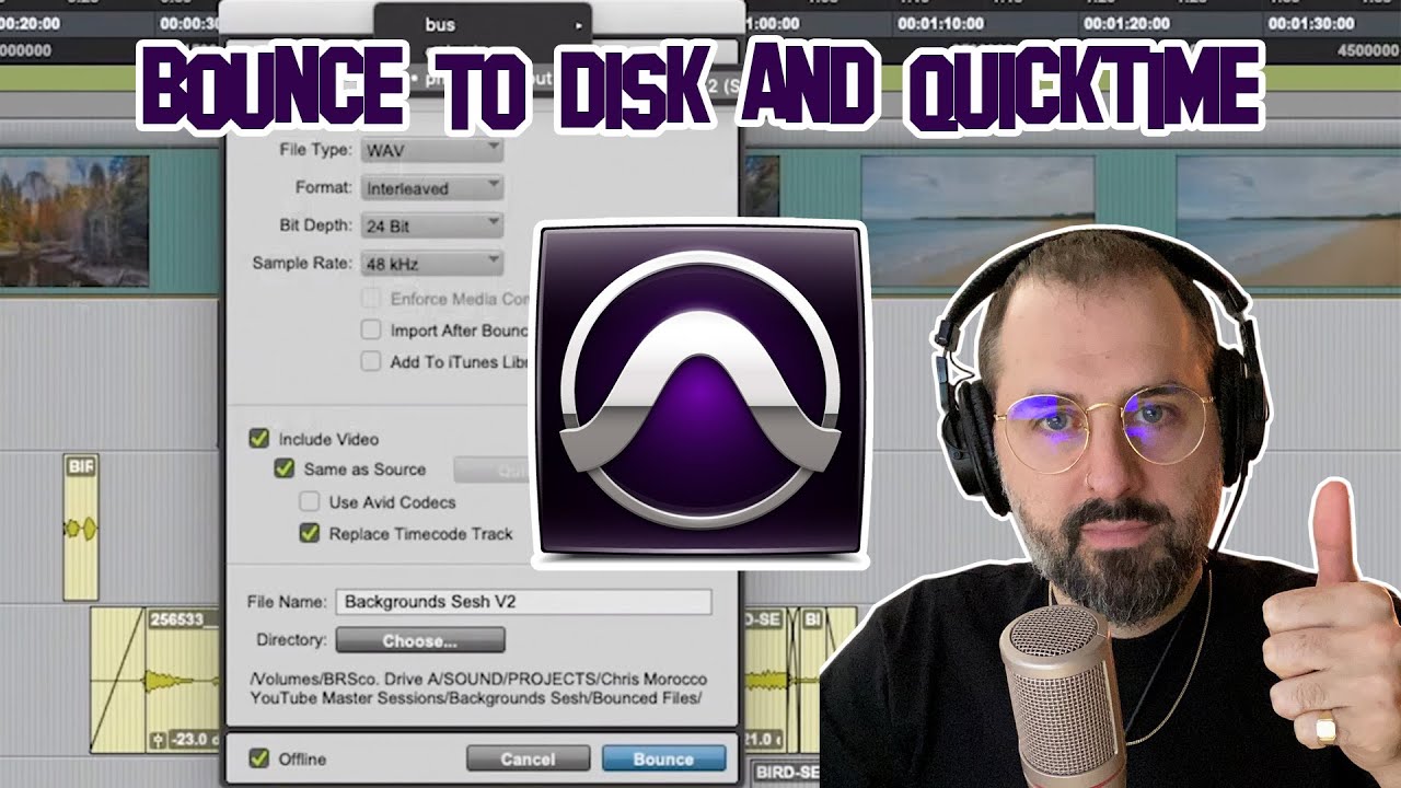 Bounce To Disk Quicktime In Pro Tools Youtube