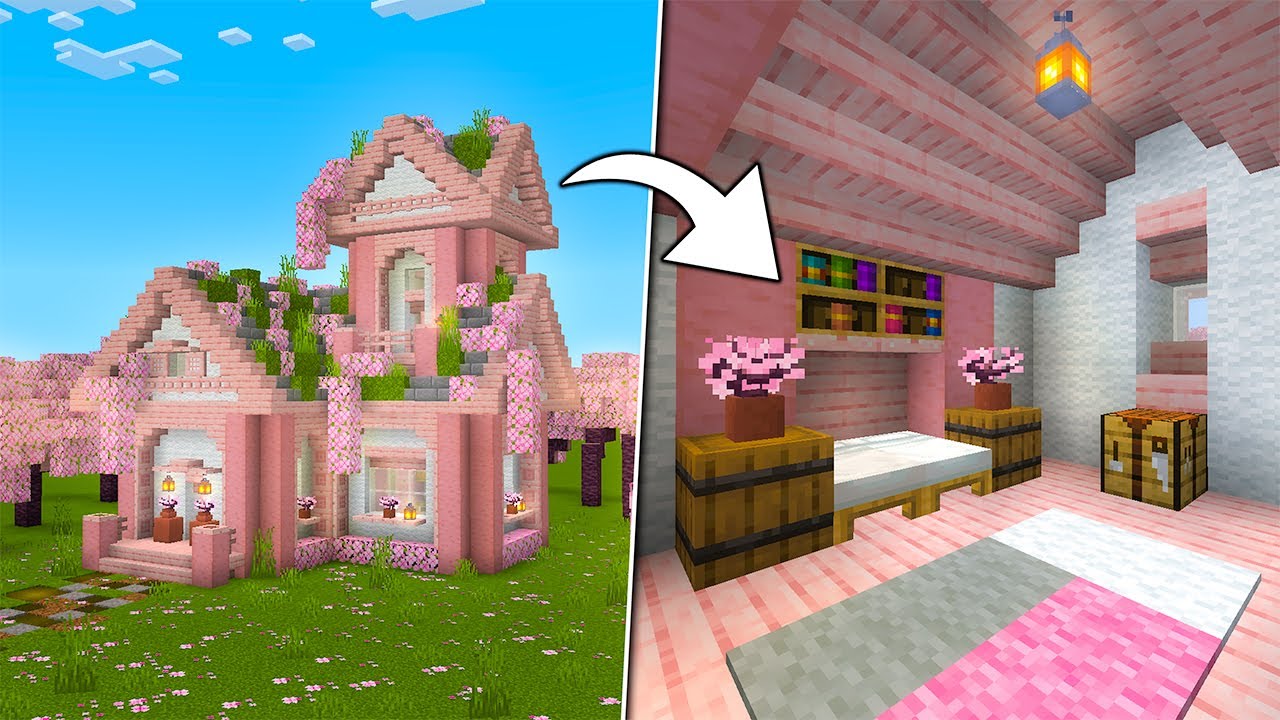 Minecraft How To Build A Cherry Blossom Survival House Interior