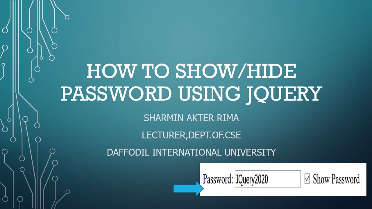 How To Show Or Hide Password Using Jquery Youtube