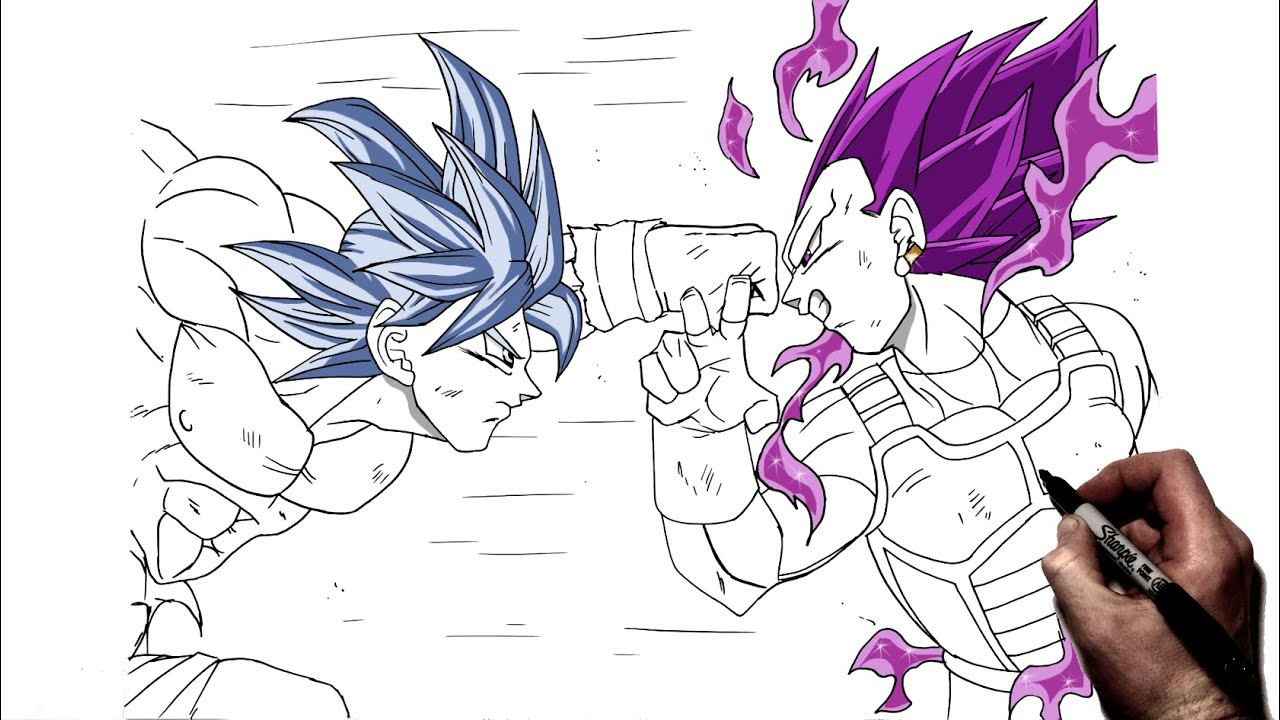 How To Draw Goku Vs Vegeta Step By Step
