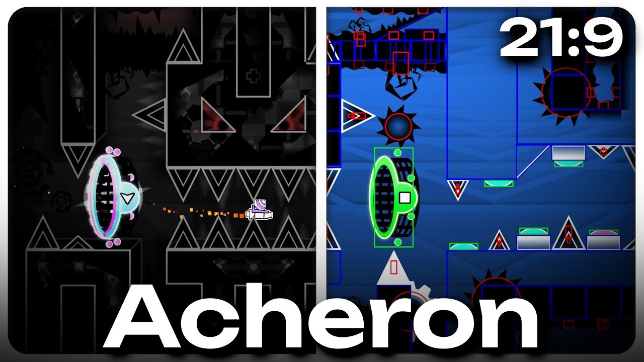 5k Showcase Acheron Extreme Demon Hitboxes Geometry Dash