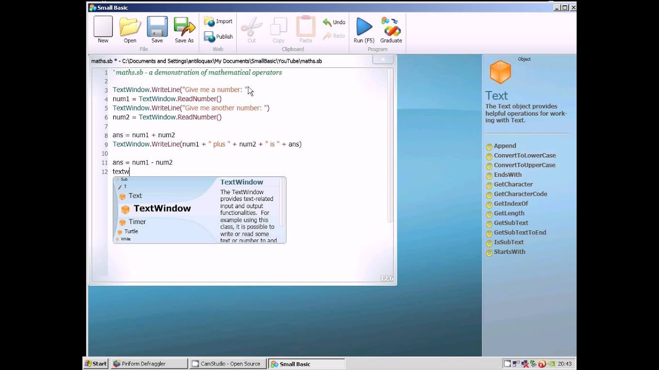 Smallbasic Tutorial 2 Youtube