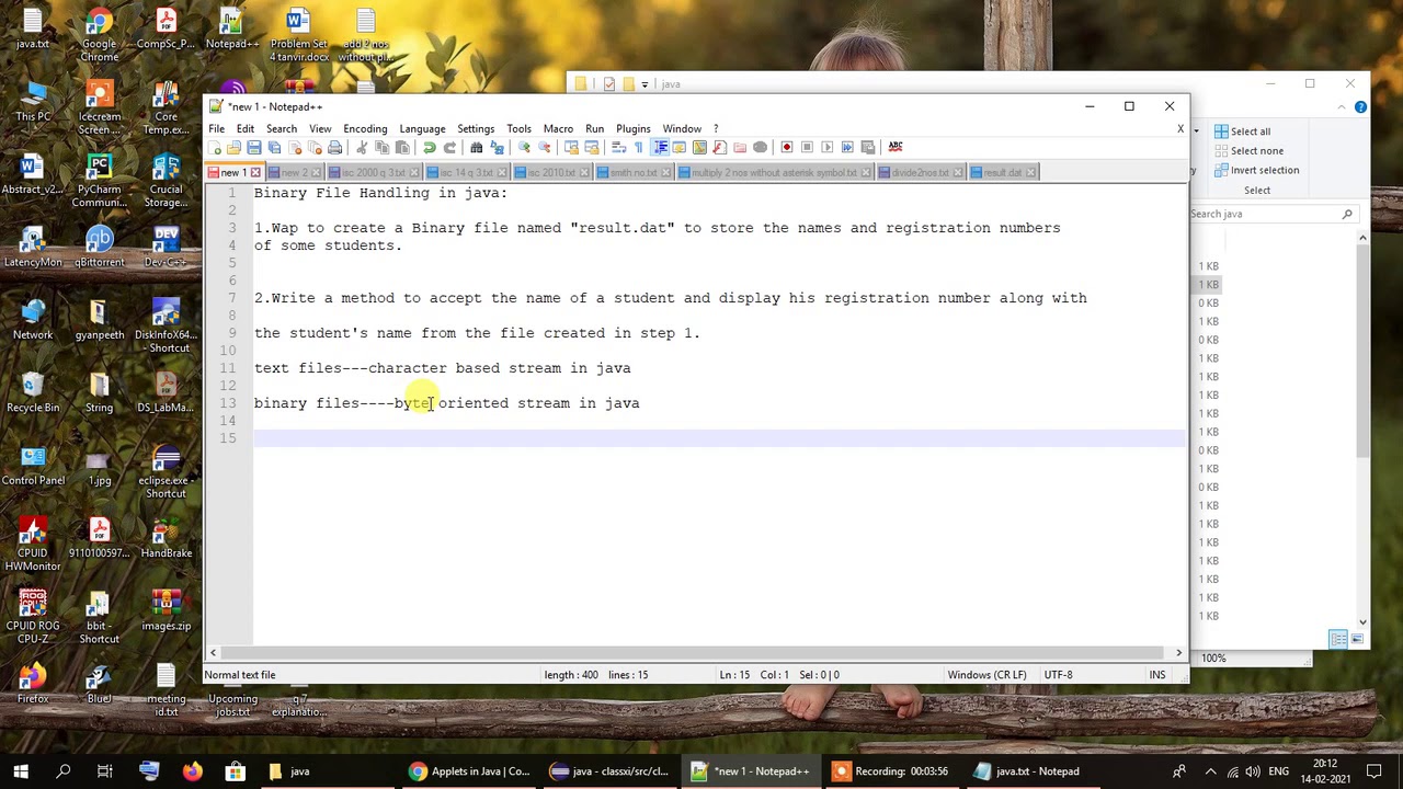 Java Program To Create A Binary File Youtube