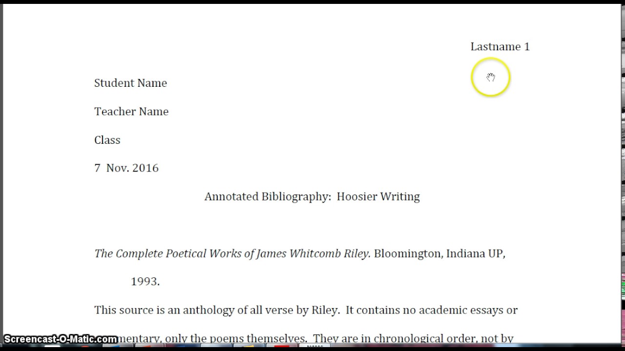 How To Do An Annotated Bibliography Mla 8 Youtube