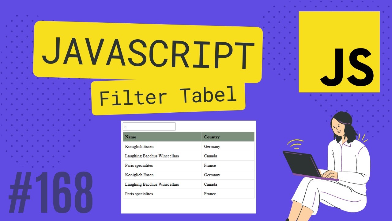 Javascript Tutorial 168 Filter Table Youtube