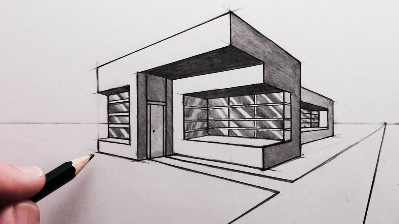 How To Draw A Modern House Using Two Point Perspective Narrated Youtube