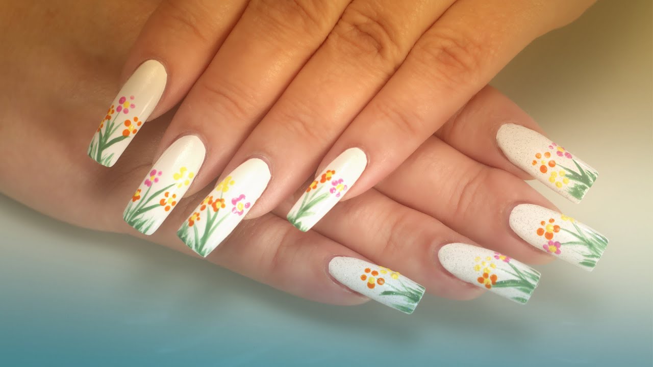 Painted Flower Nail Art At Becky Uhl Blog