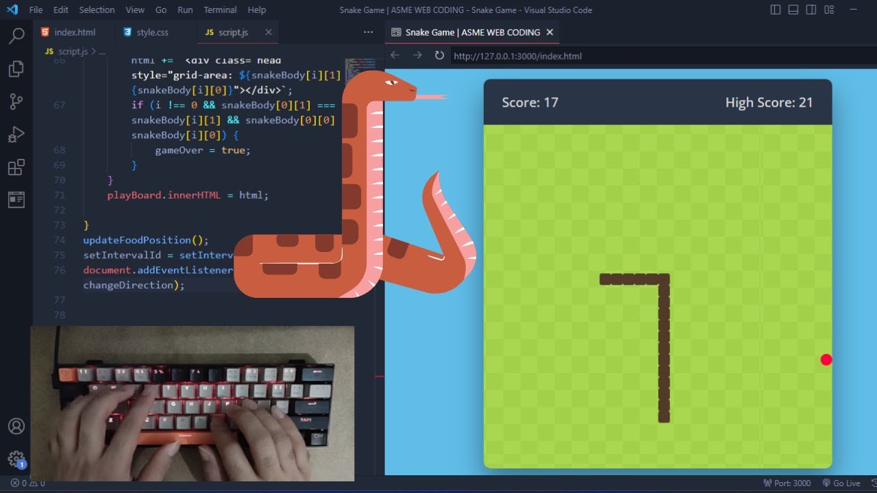 Asmr Programming Coding A Snake Game No Talking Youtube