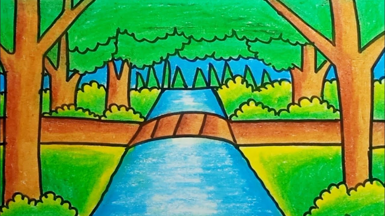 How To Draw Forest Scenery Very Easy Step By Step Drawing Forest