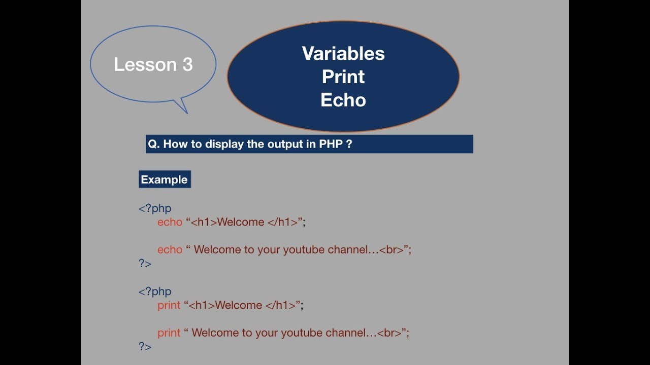 Php Tutorial 3 Declare Variable Echo And Print The Variable In Php