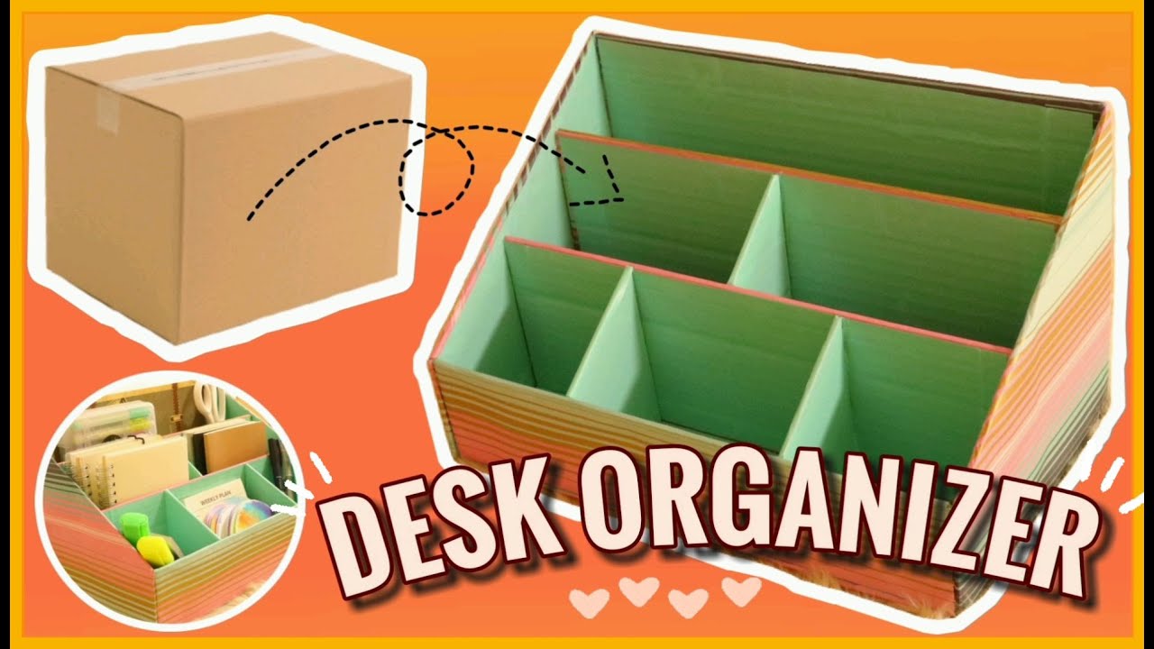 How To Make A Desk Organizer From Cardboard Box Easy Small Youtube