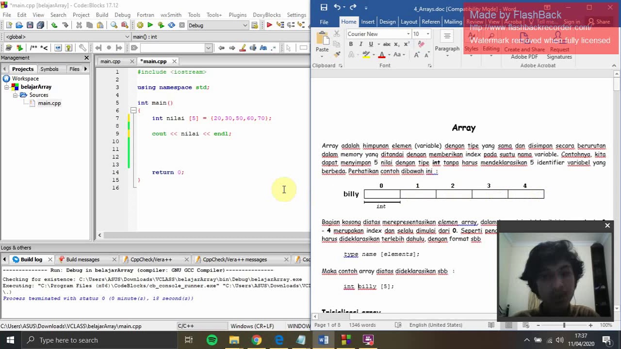 Belajar Array Basic C Youtube